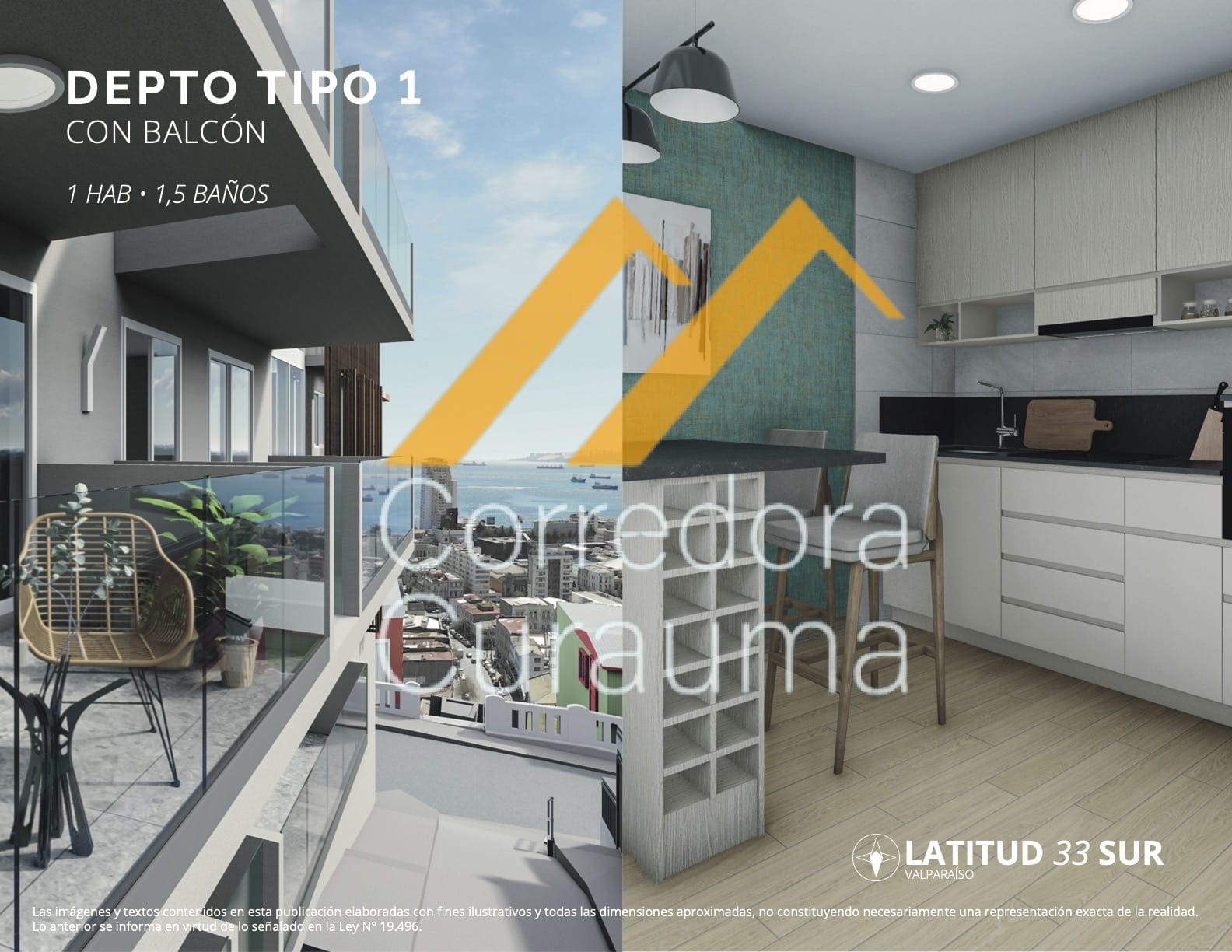 Edificio “Latitud 33° SUR” Valparaíso. - Corredora Curauma