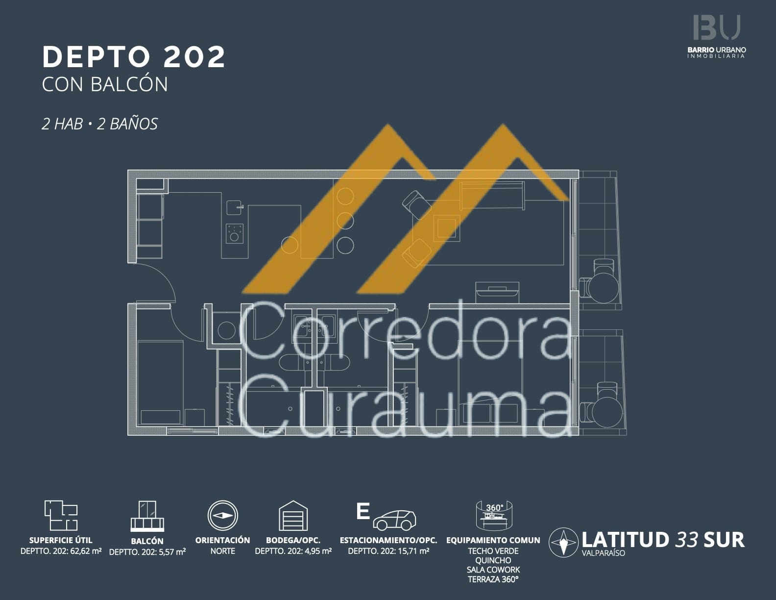 Edificio “Latitud 33° SUR” Valparaíso. - Corredora Curauma